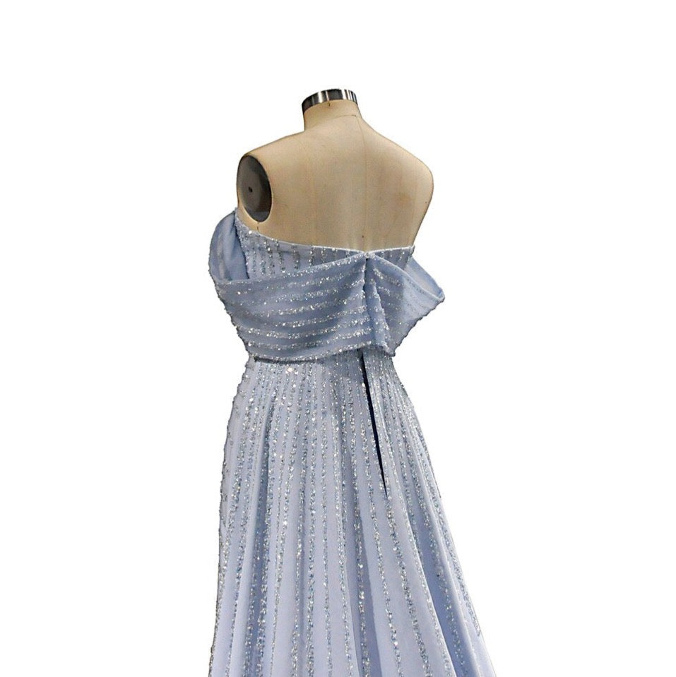 Blue Wedding Dress in Blue Crystal Beading, Unique Blue Bridal Gown or ...