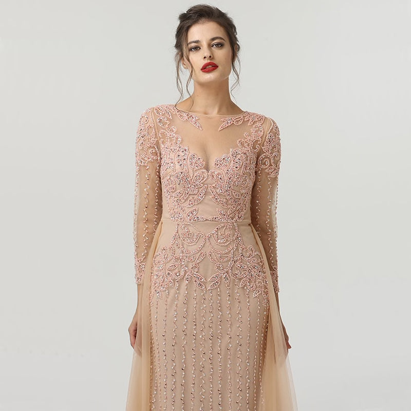 Bridal Gown or Evening Dress With Tulle Train in Bridal Blush Pink Bod ...